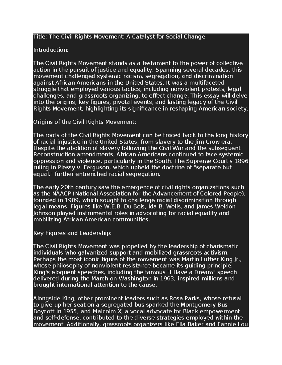 Title - Spanning several decades, this movement challenged systemic ...