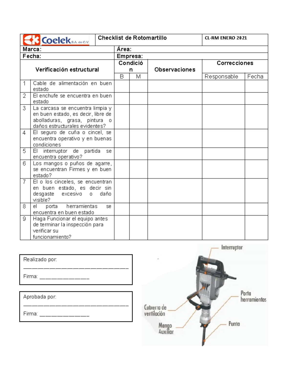 Scribd - CHECK LIST - Checklist de Rotomartillo CL-RM ENERO 2021 Marca ...