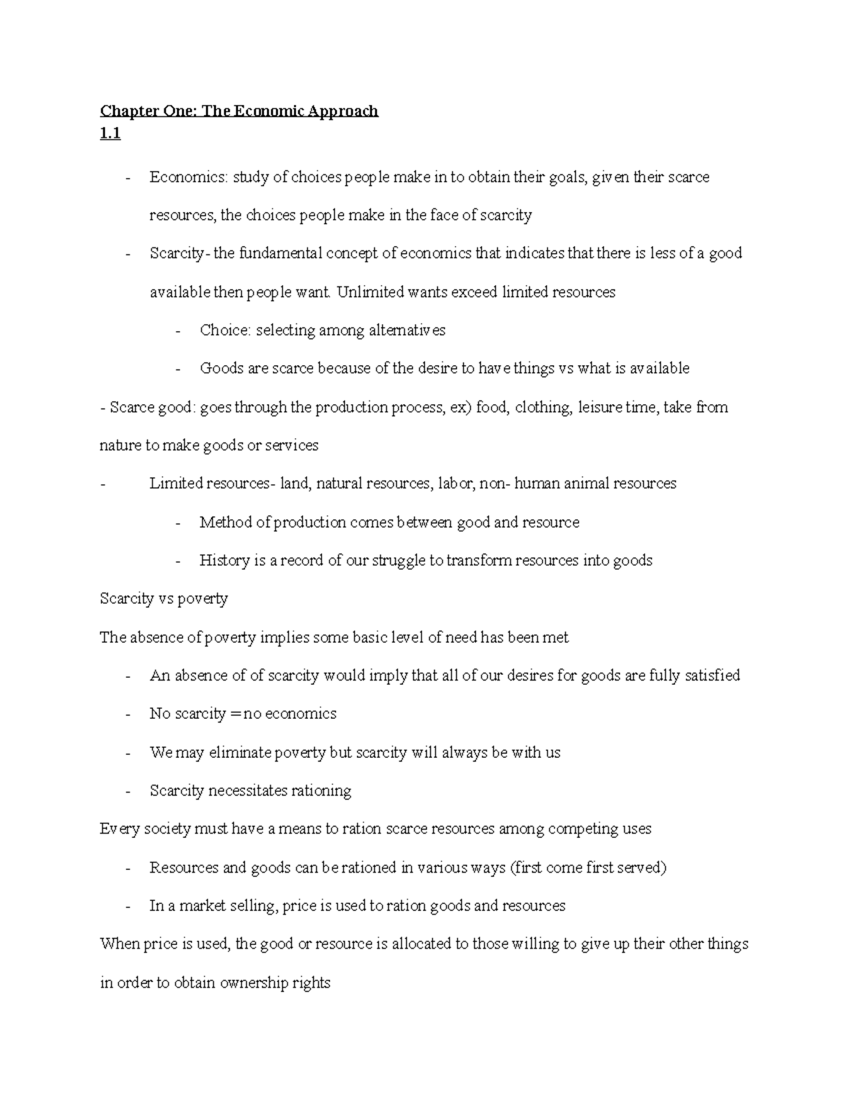 ECO 2013 Full semester notes - Chapter One: The Economic Approach 1 ...