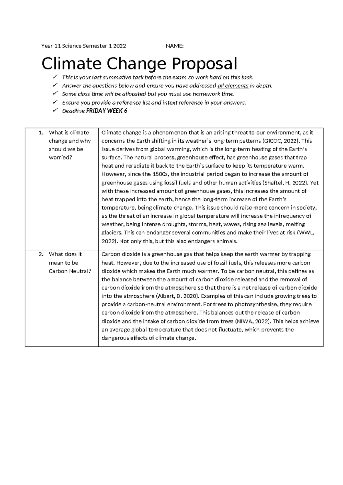 (modified) Sustainability Assignment 2022 - Year 11 Science Semester 1 ...