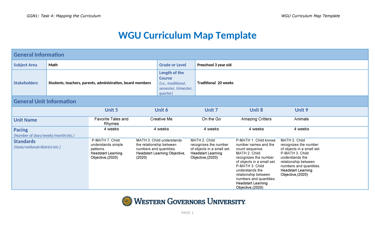 d630 task 4 passed - WGU Curriculum Map Template General Information ...