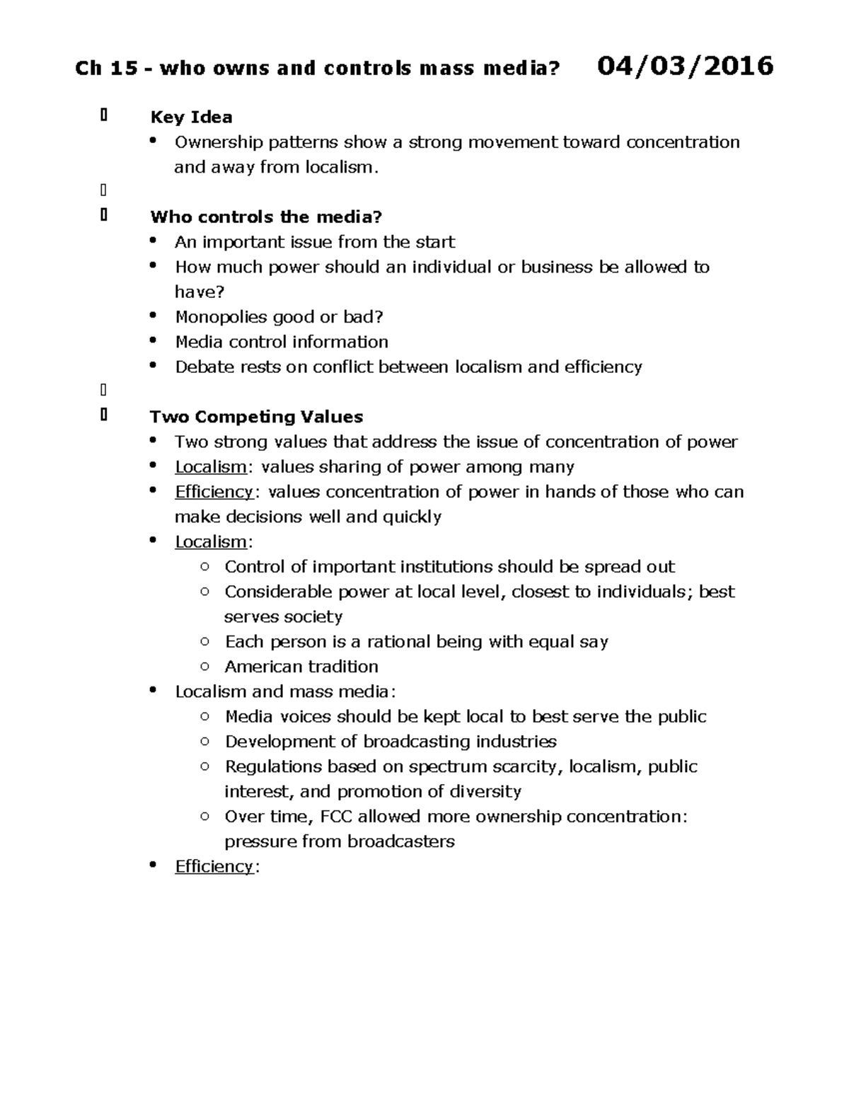 Ch 15 - who owns and controls mass media - Who controls the media? An ...