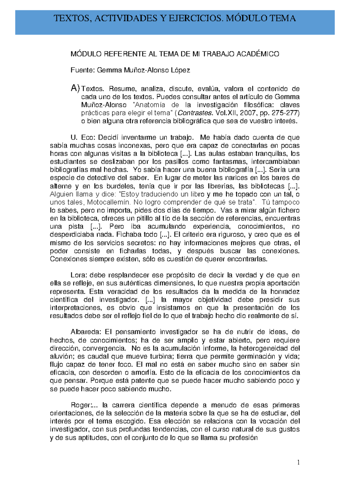 Ejercicios textos y actividades tema - MÓDULO REFERENTE AL TEMA DE MI ...