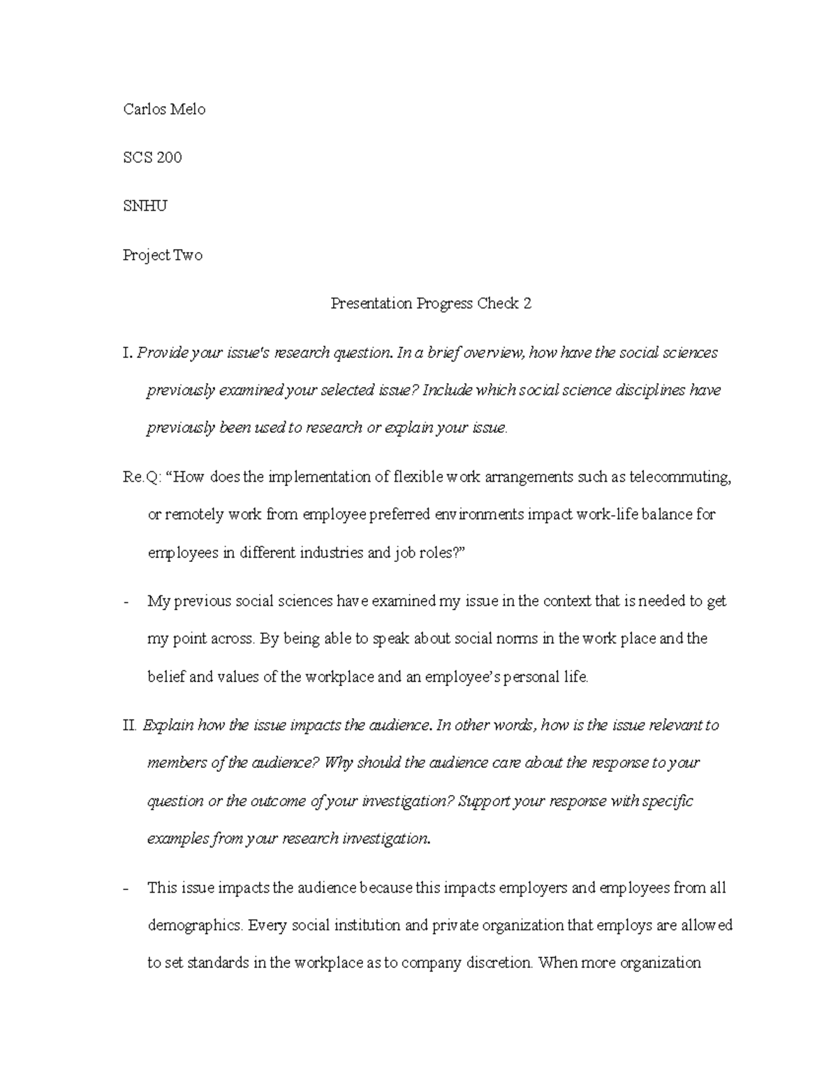 SCS 200 - Applied Science - Presentation Progress Check Two - Carlos ...