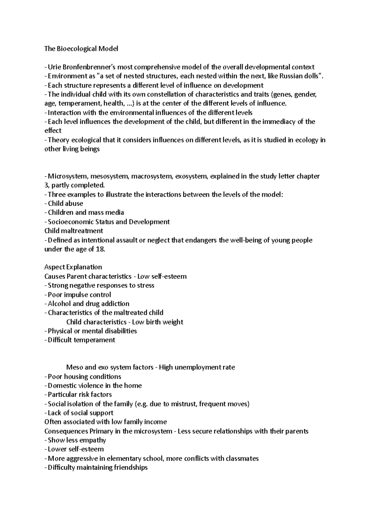 The Bioecological Model - The Bioecological Model Urie Bronfenbrenner's ...
