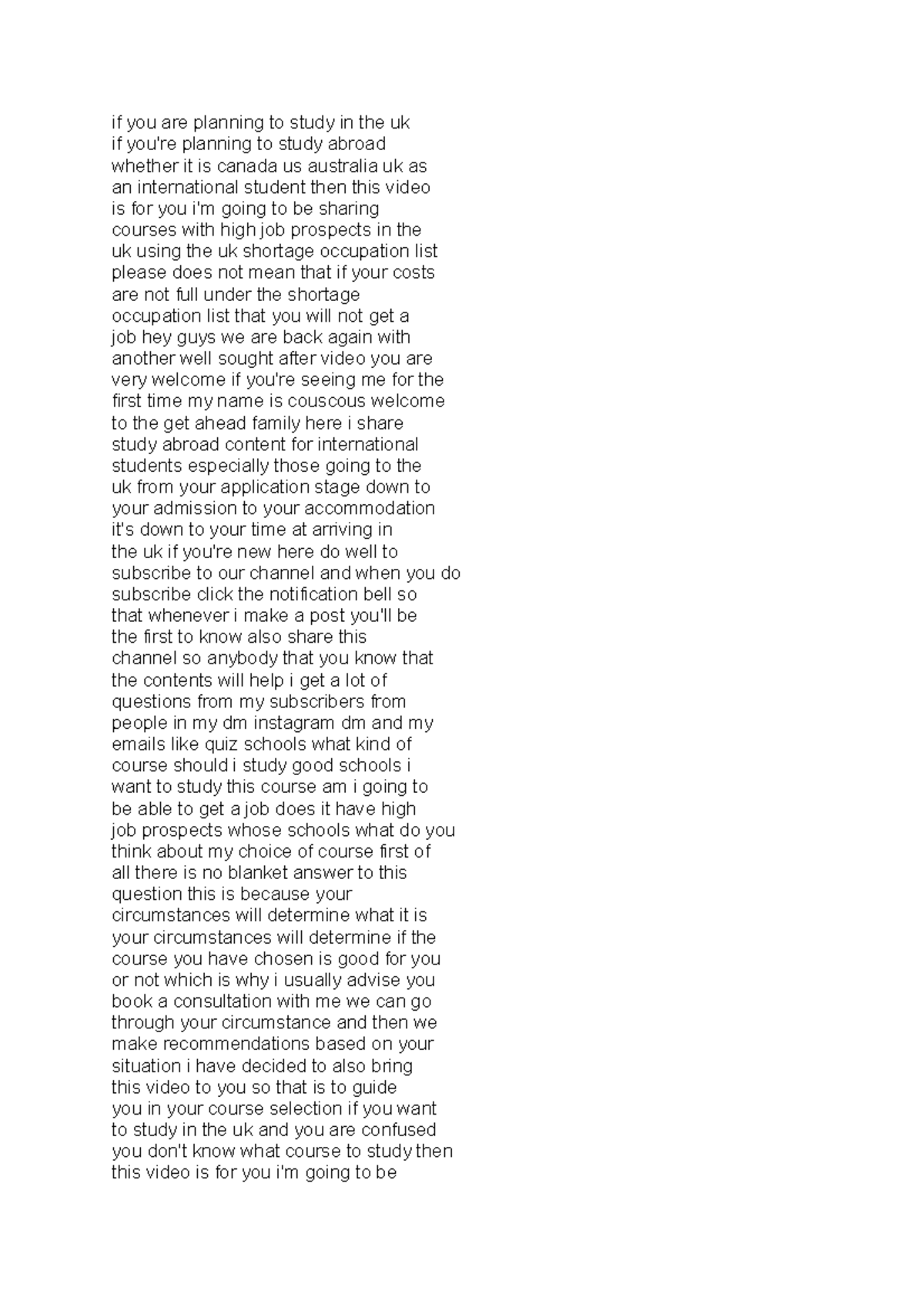 CH - YT - none - if you are planning to study in the uk if you're ...