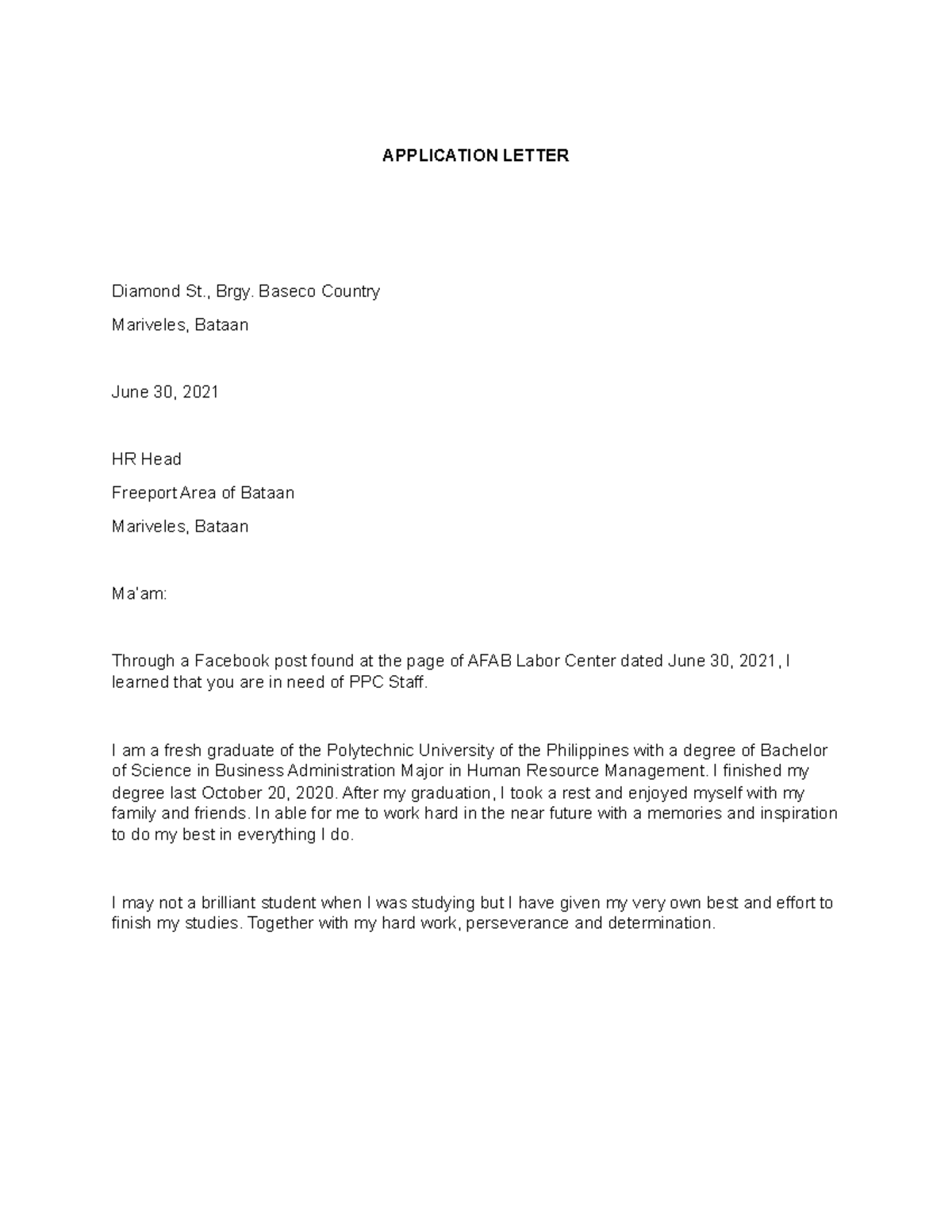 Application Letter - Additional materials for your schoolworks and ...