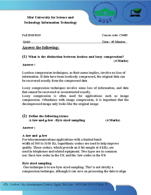 CS 352 Assignment(1) - Sol - Misr University for Science & Technology Course No.: CS 352 Faculty ...