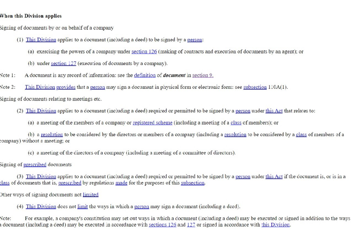 Corp act 110-110A - Corporations Act 110-110A - CLAW2201 - Studocu