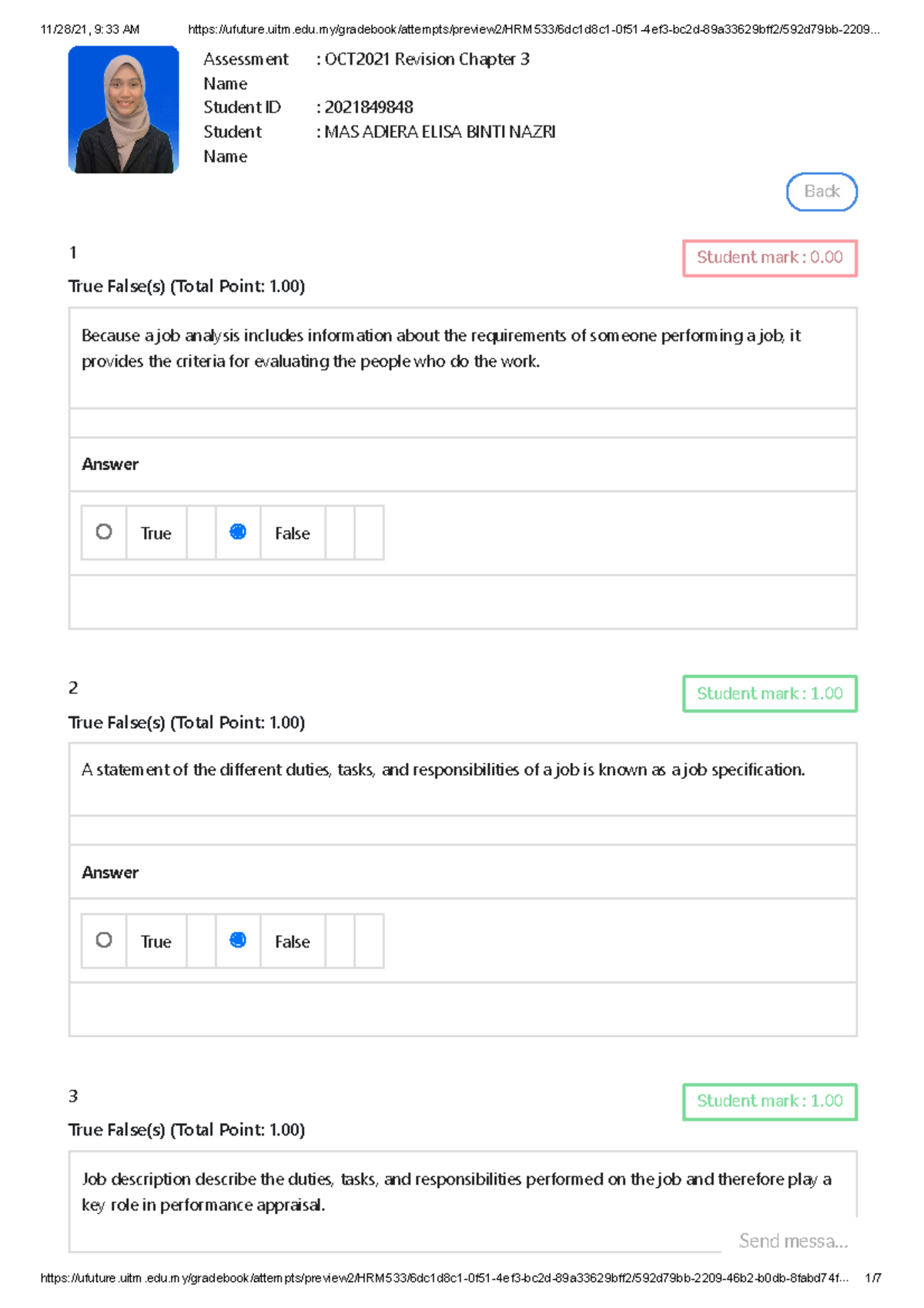 HUMAN RESOURCES CHAPTER 3 REVISION - Assessment Name : OCT2021 Revision ...