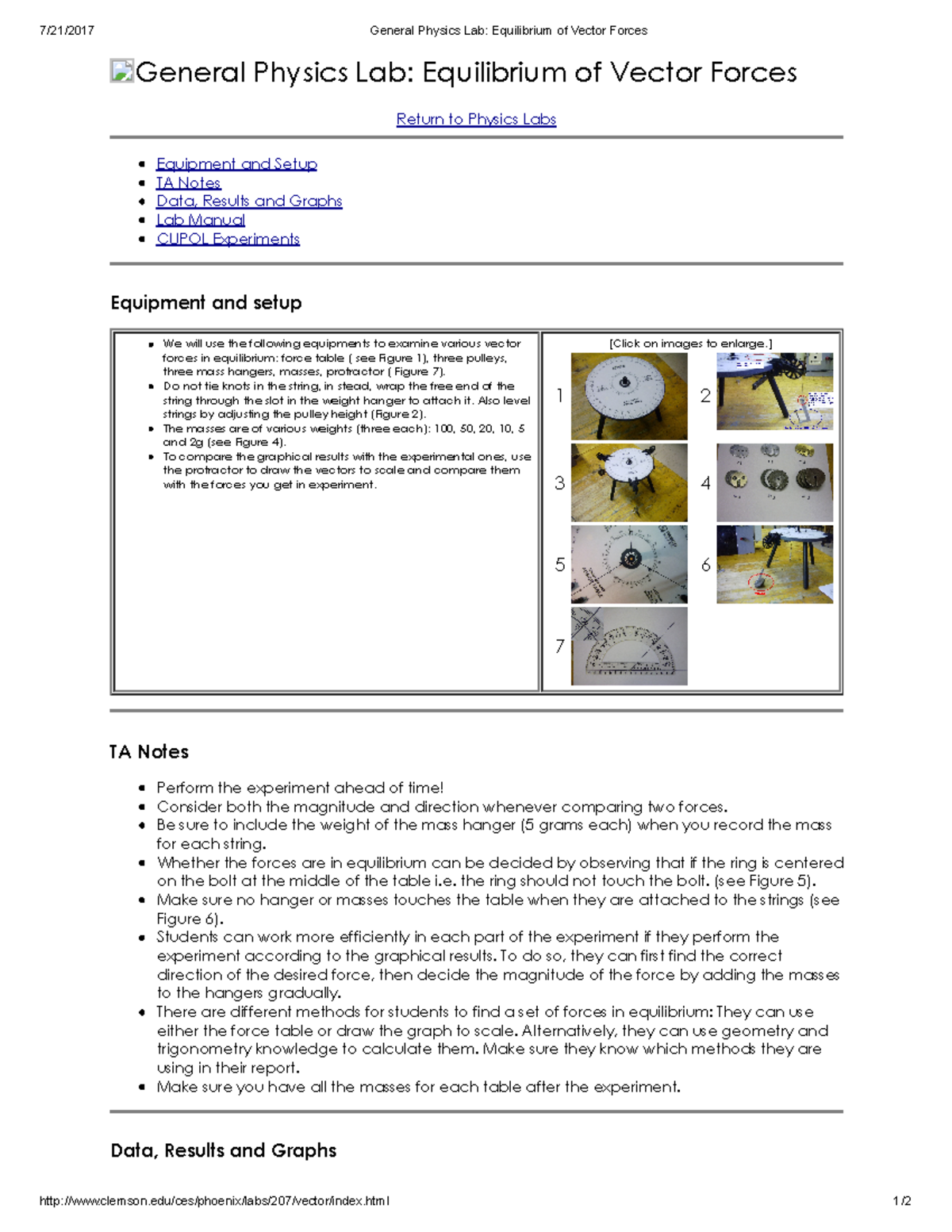 General Physics Lab Equilibrium of Vector Forces - 7/21/2017 General ...