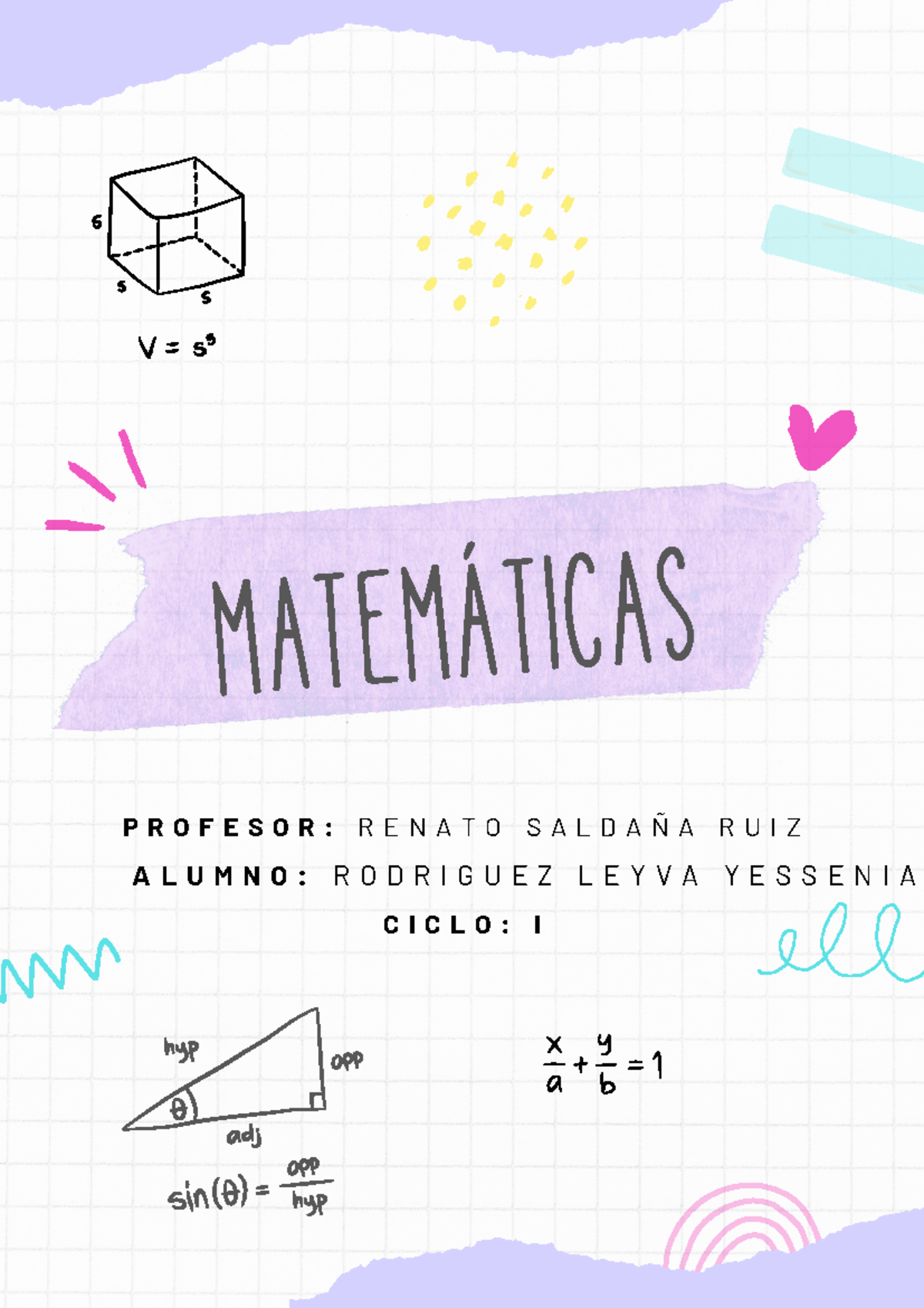 Página de Portada de Matemáticas ilustrada morada - Diseño de ...