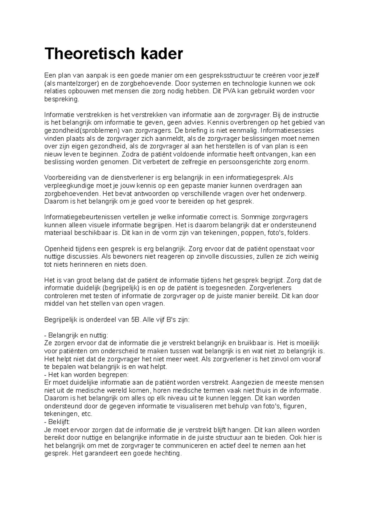 COMF3 PVA - plan van aanpak opzet - Theoretisch kader Een plan van ...