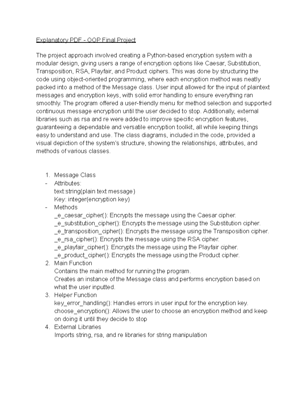 OOP Final Project Explanatory PDF - Explanatory PDF - OOP Final Project The project approach ...