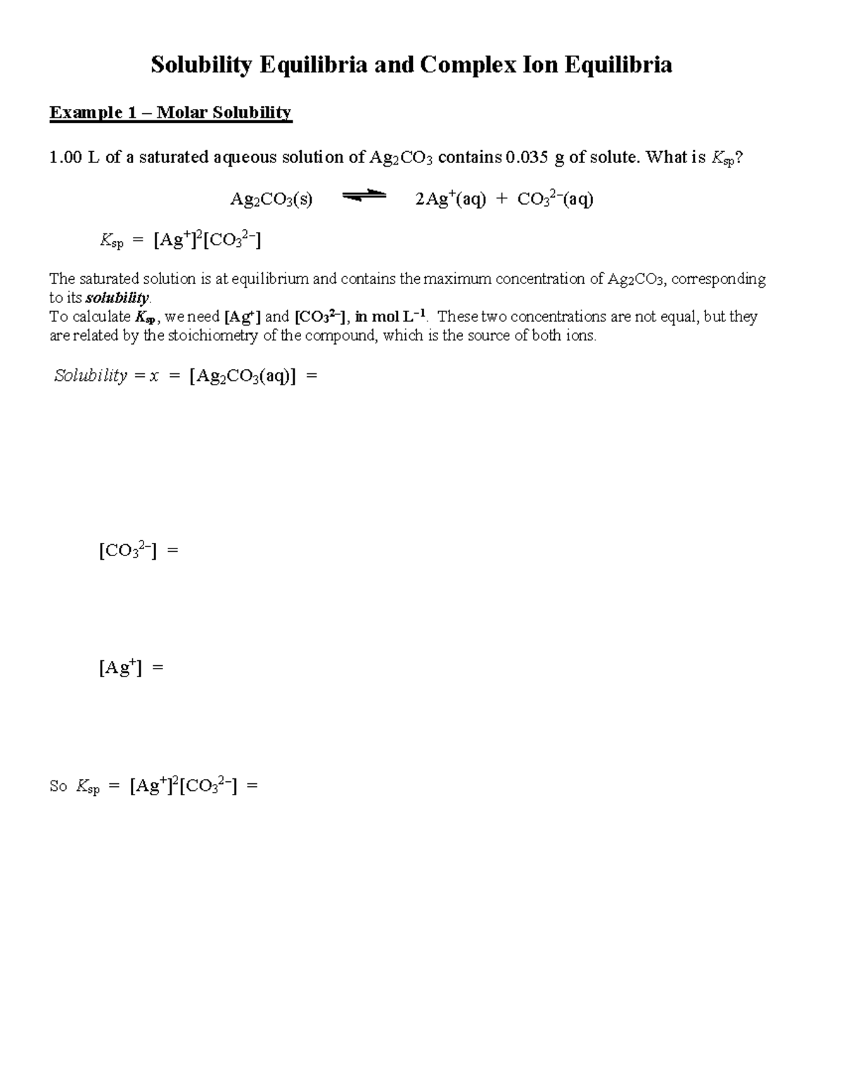 Chapter+15 Blank Handouts - Solubility Equilibria and Complex Ion ...