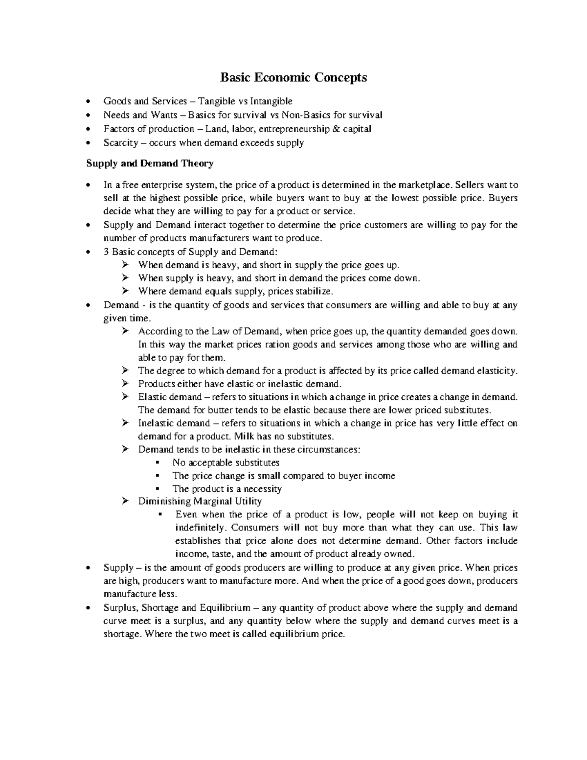 Basic Economic Concepts - Basic Economic Concepts Goods and Services ...