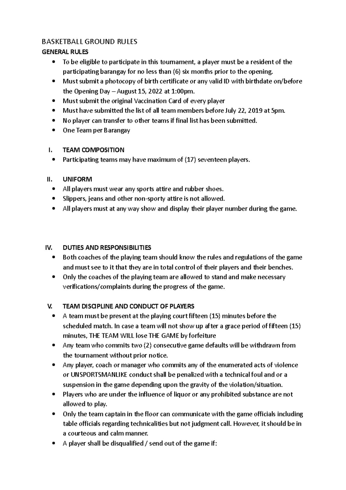 Basketballvolleyball Ground Rules - BASKETBALL GROUND RULES GENERAL ...
