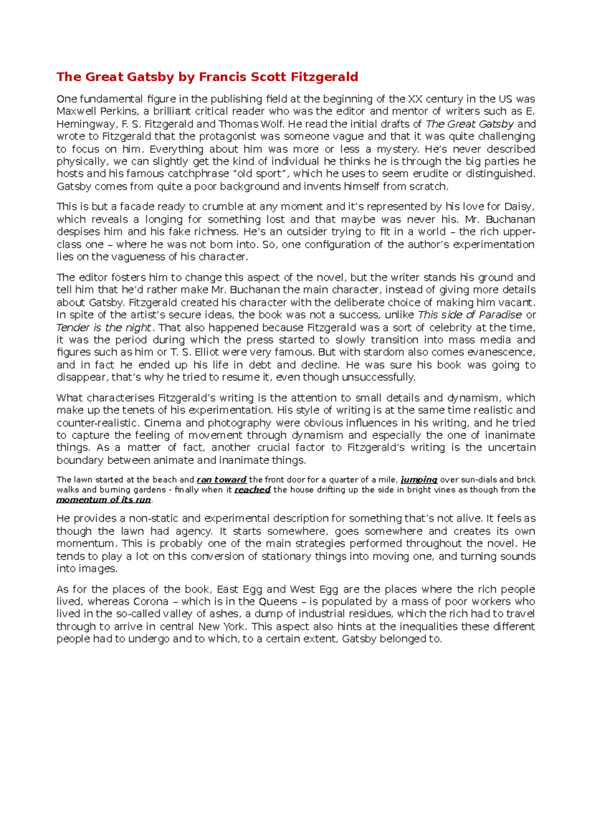 The Great Gatsby by F. S. Fitzgerald - The Great Gatsby by Francis ...