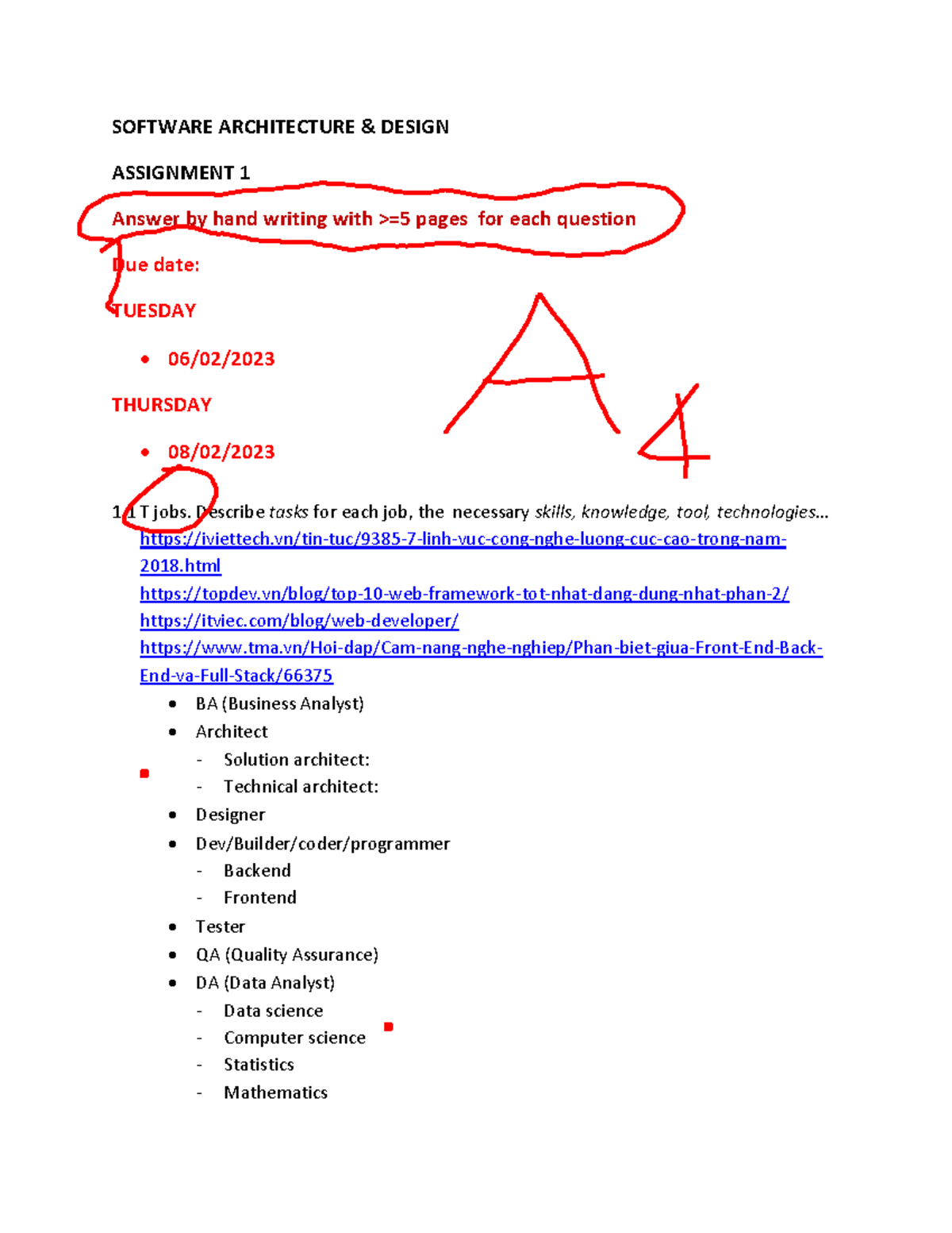 Assignment 1 - handwriting - SOFTWARE ARCHITECTURE & DESIGN ASSIGNMENT ...