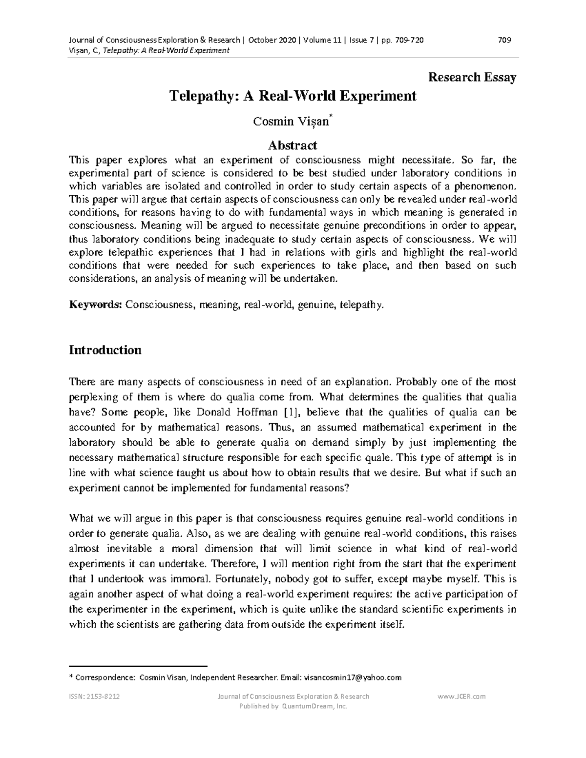 Vistar-2v1 - Vișan, C., Telepathy: A Real-World Experiment ISSN: 2153 ...
