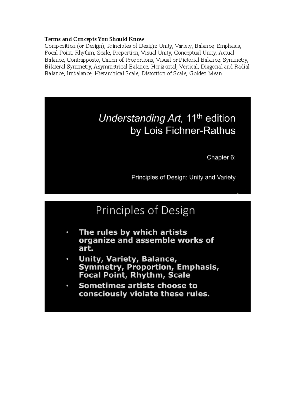 Ch - VISUAL ARTS - Terms and Concepts You Should Know Composition (or ...