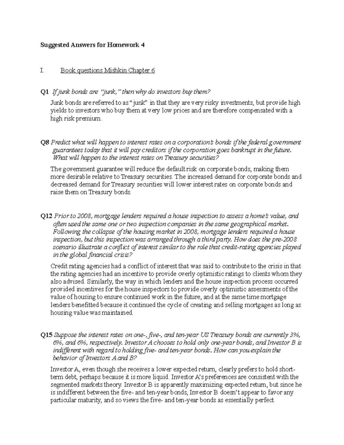 ECNS 313 HW4 Suggested Answers - Suggested Answers for Homework 4 I ...
