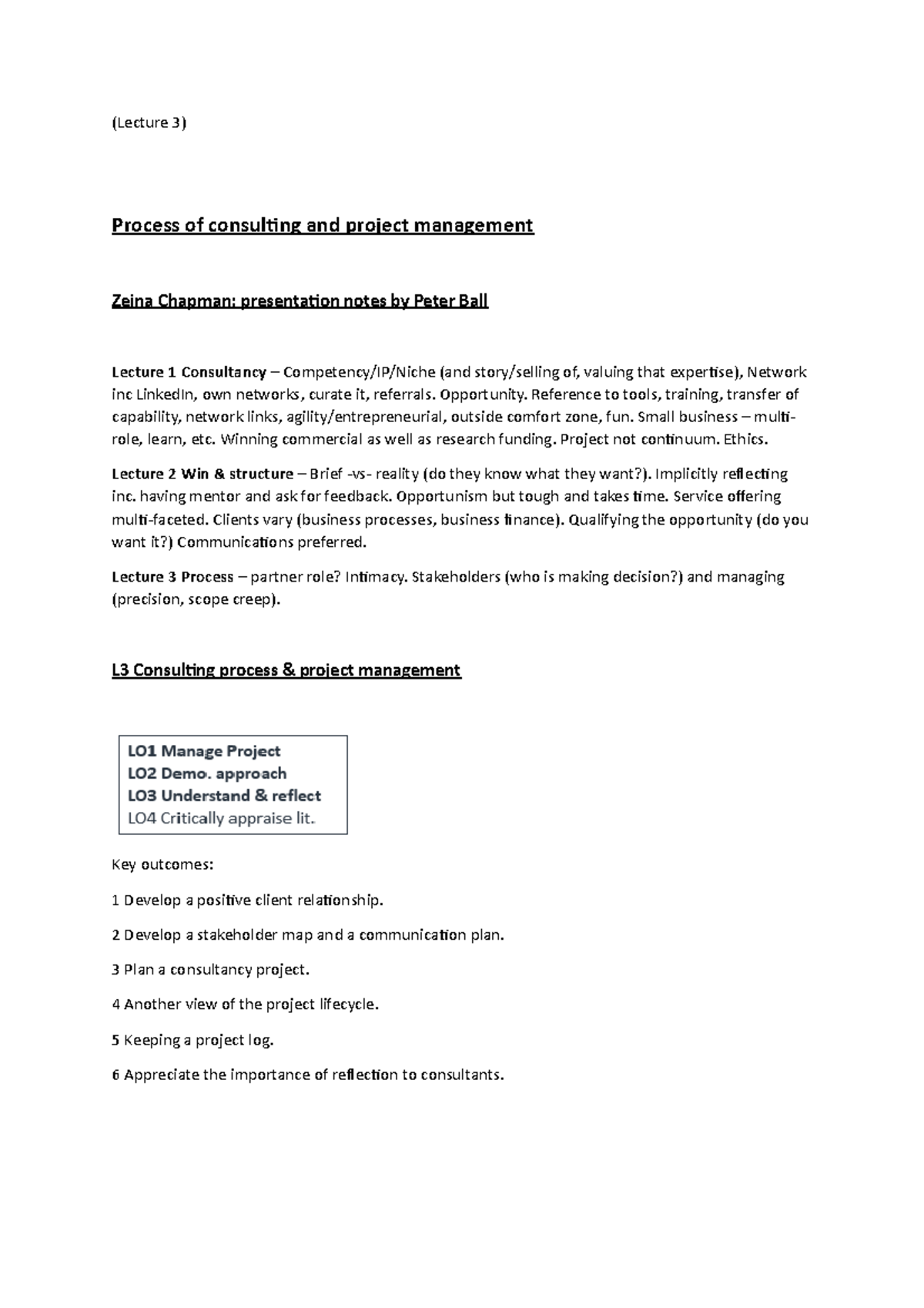 Business Consultancy Project Lecture 3 - (Lecture 3) Process of consulting and project ...