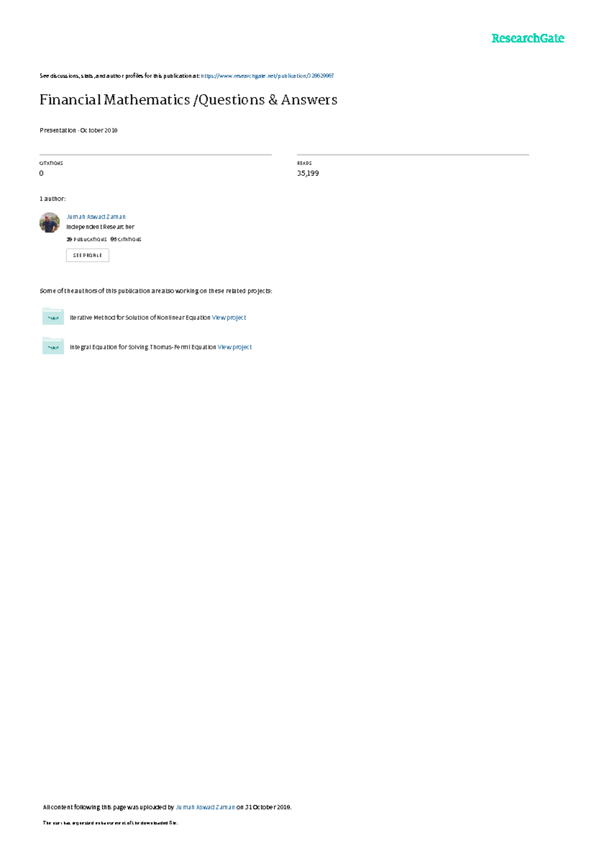 Questionsand Answer-Financial Mathematics - See discussions, stats, and ...