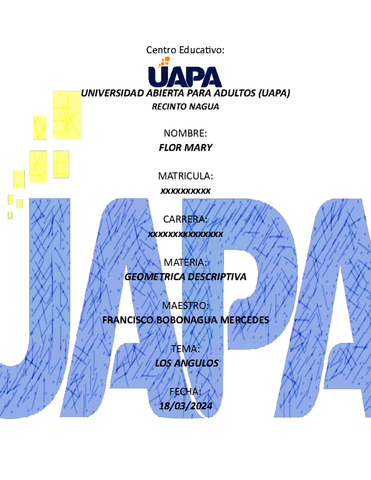 4TA Tarea Geometrica Descriptiva - Centro Educativo: UNIVERSIDAD ...