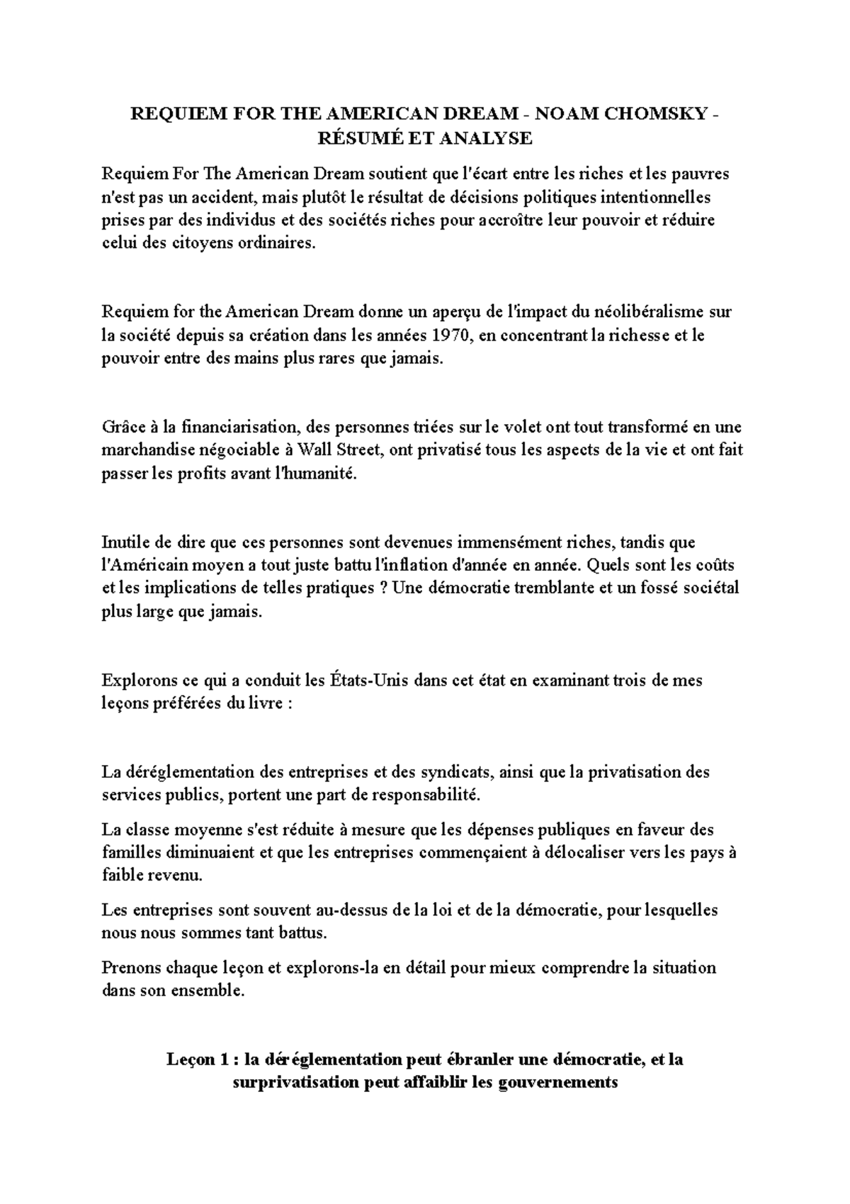 Requiem For The American Dream - Noam Chomsky - Résumé et Analyse ...