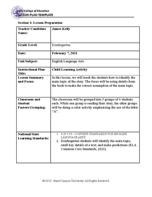 ECE 220 A T2 CFE Observation Form - Clinical Field Experience A ...