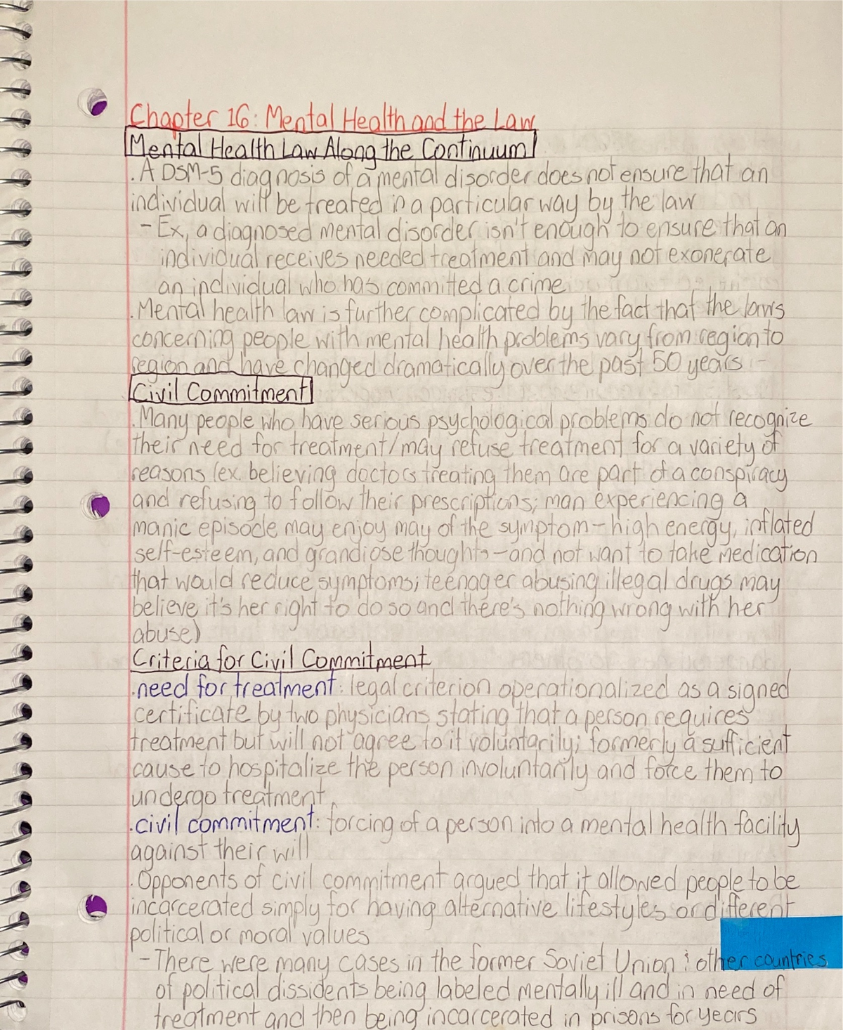 Abnormal Psych Ch 16 Notes - PSY 241 - Studocu