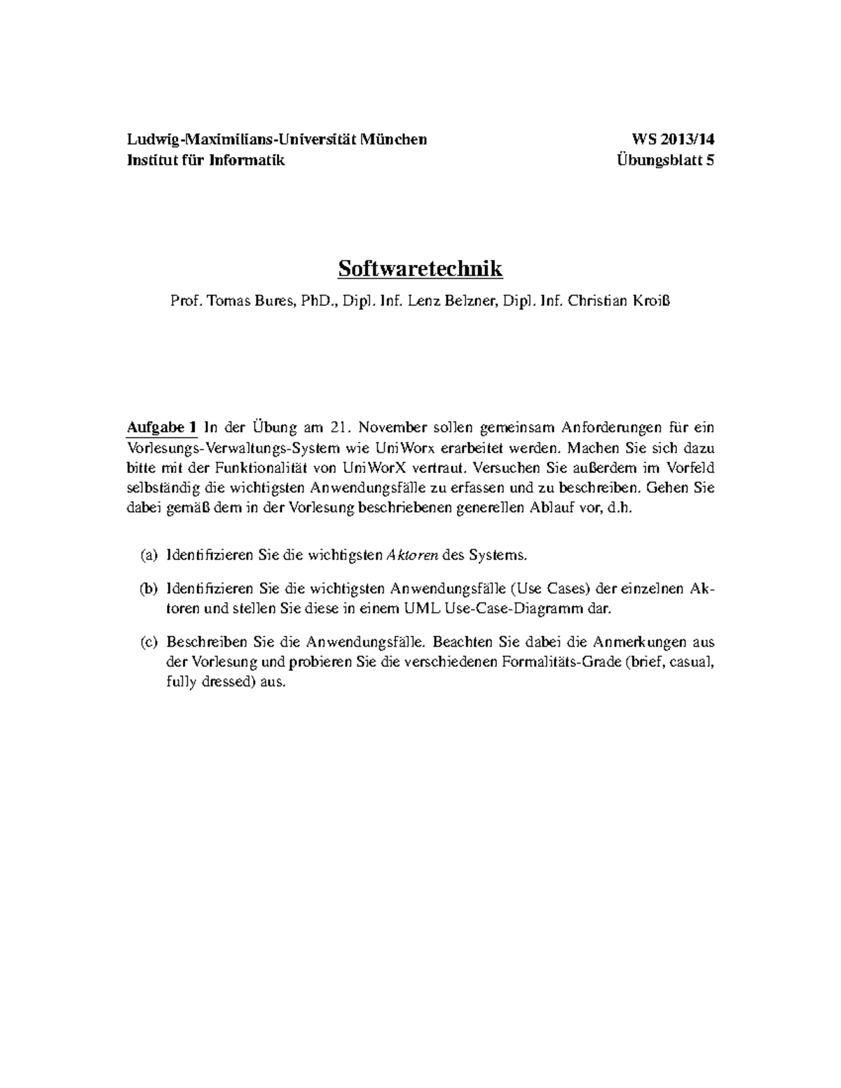 Use Case Diagramm - Aufgabe - Ludwig-Maximilians-Universität München ...