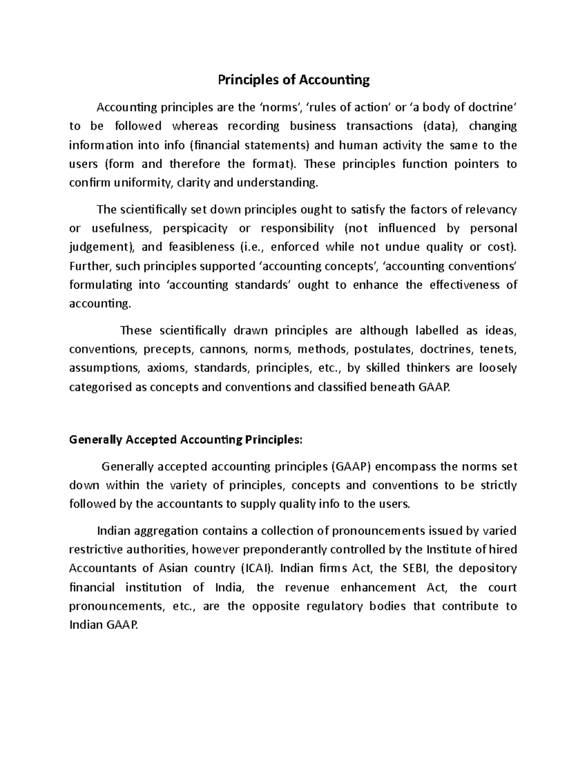 Basics Of Accounting