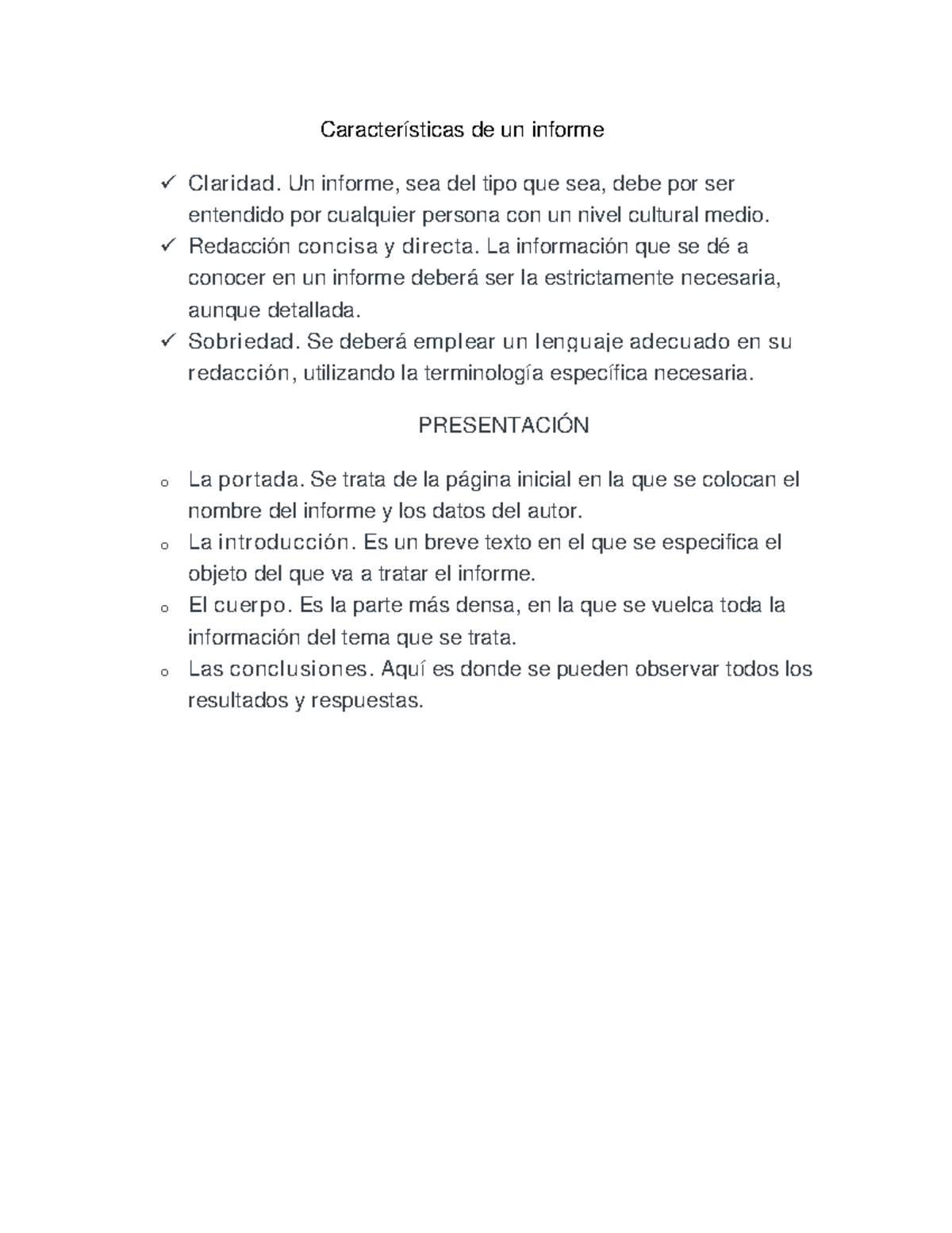 Informe - Características de un informe Claridad. Un informe, sea del ...