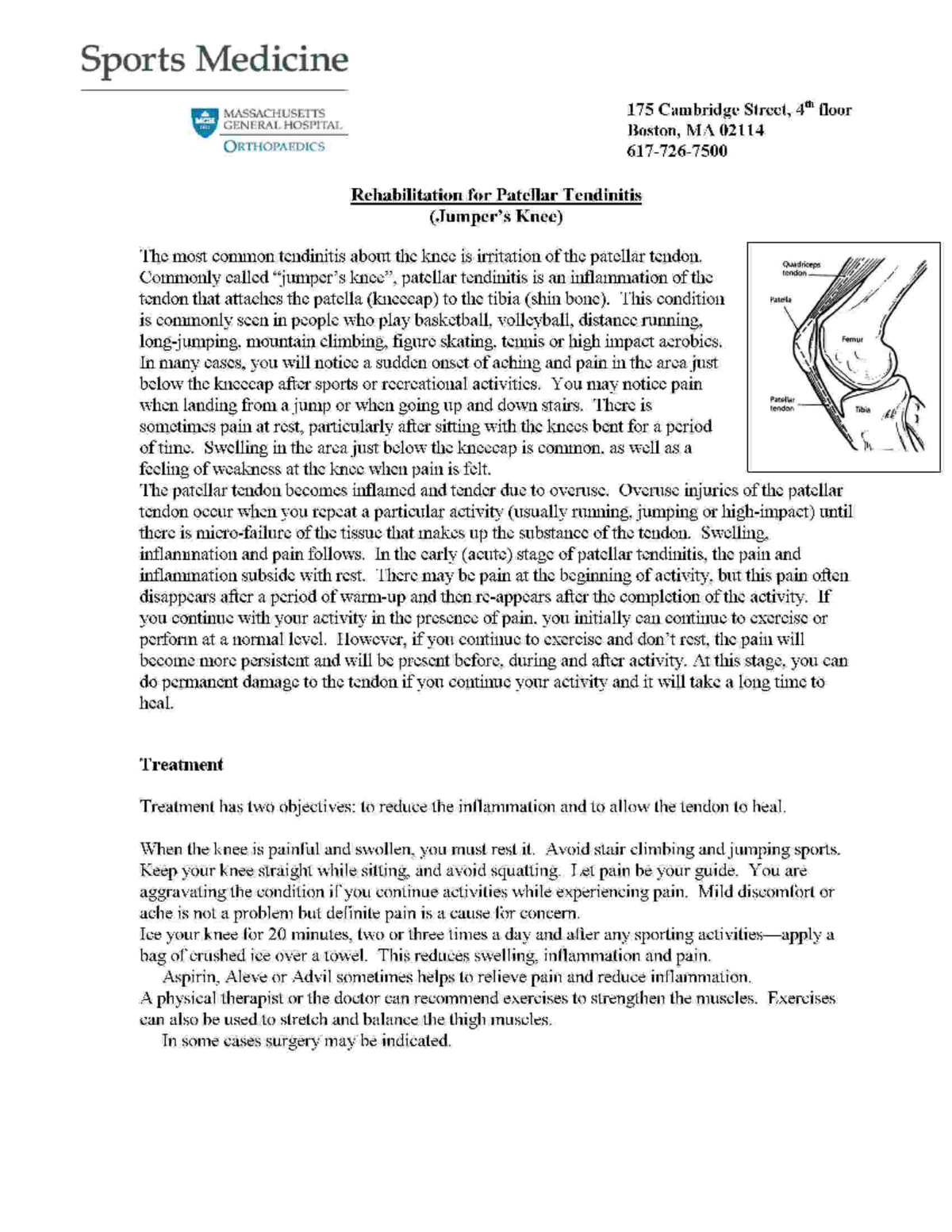 Rehabilitation protocol for patellar tendinitis - Sports Medicine ...