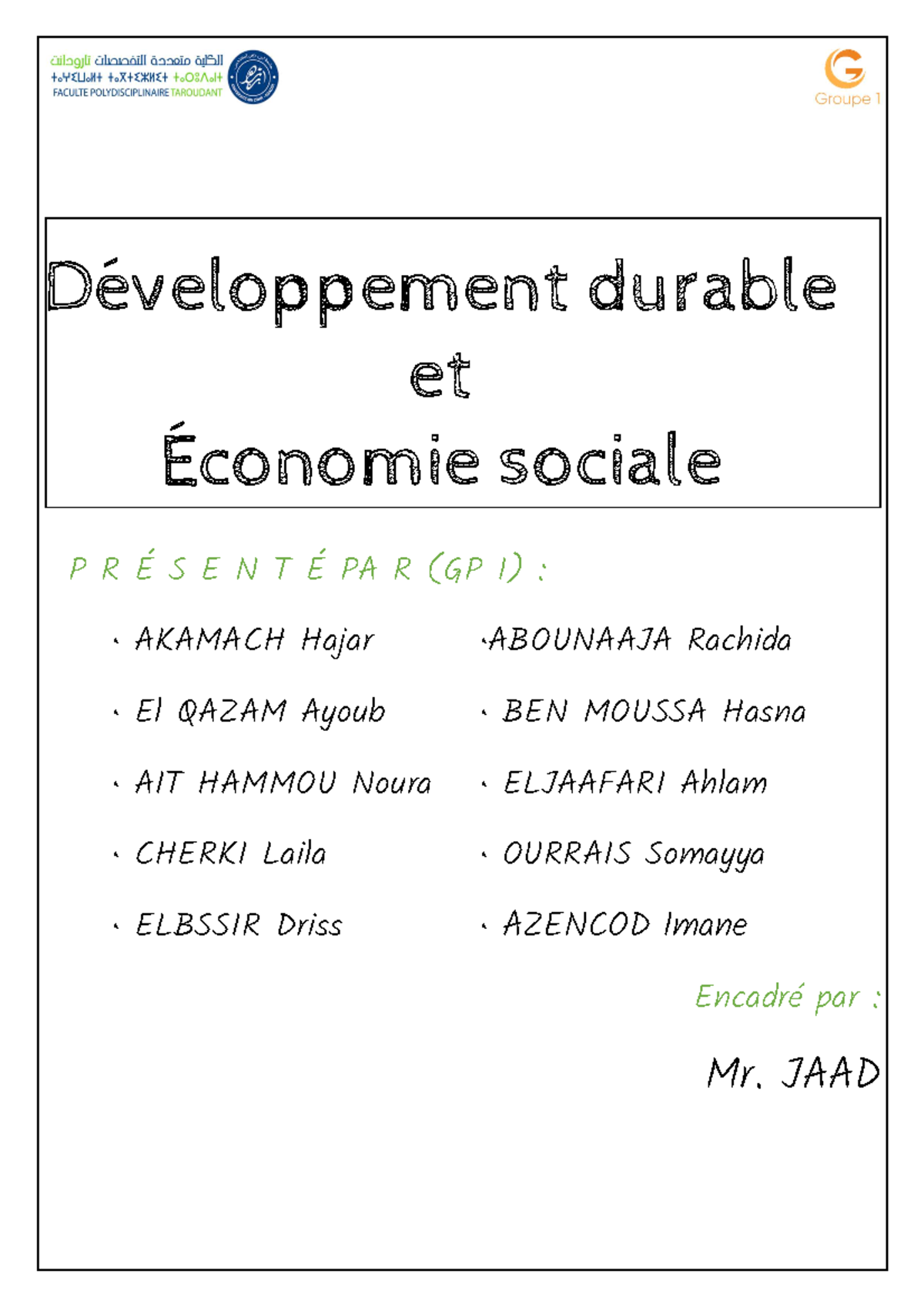 Developpement durable et économie sociale - Développement durable et ...