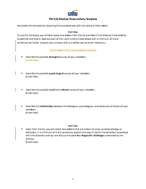 PSY 215 Module Eight Activity Template - PSY 215 Module Eight Activity ...