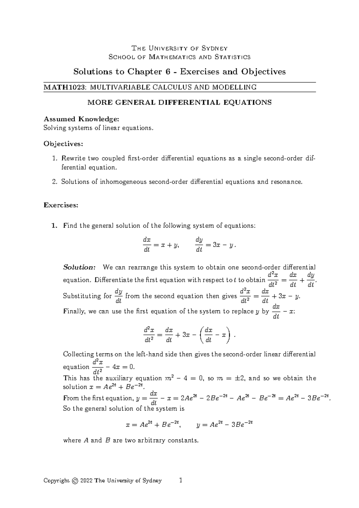 Exercises Chapter 06-SOLS - The University of Sydney School of Mathematics and Statistics ...