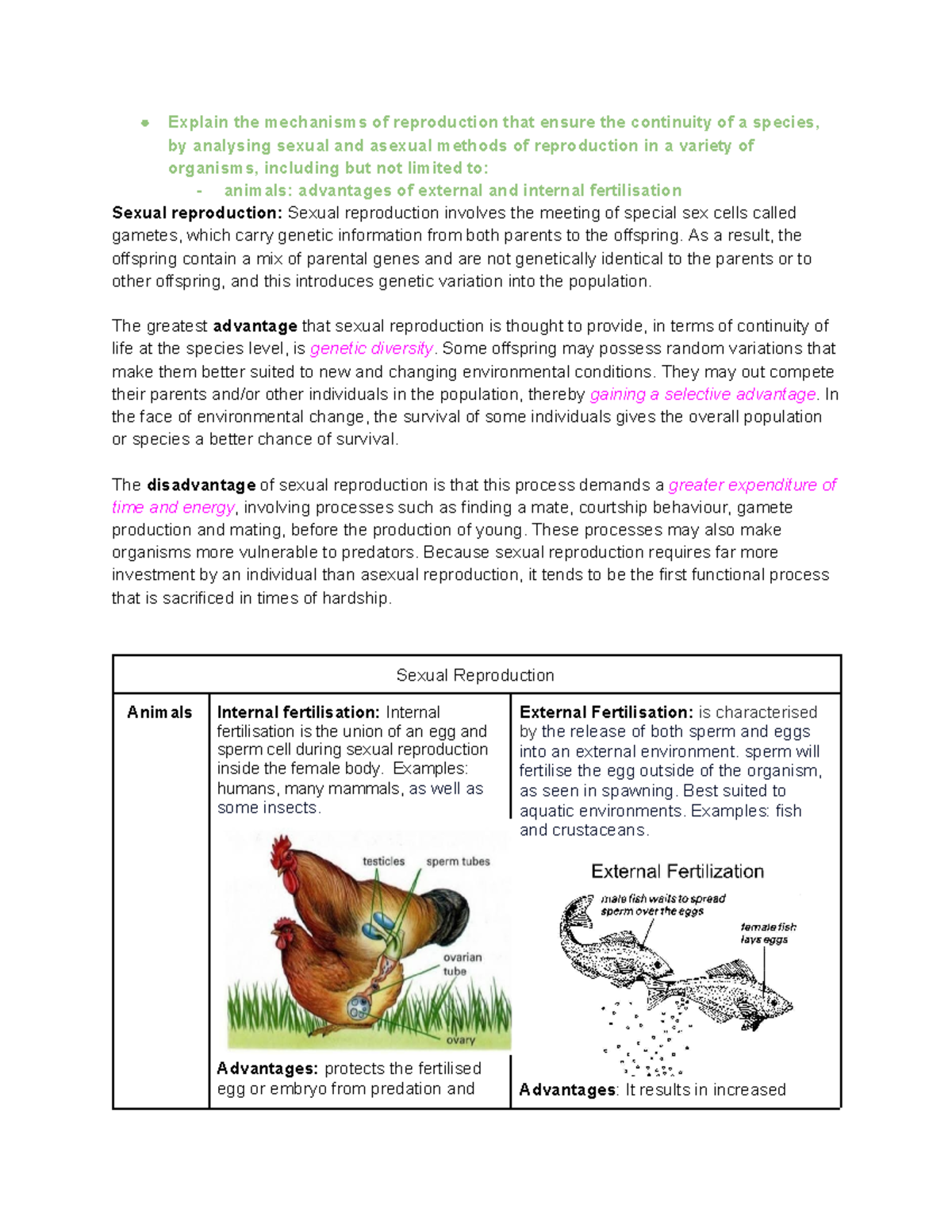 Biology Exam-genetic variation - Explain the mechanisms of reproduction ...