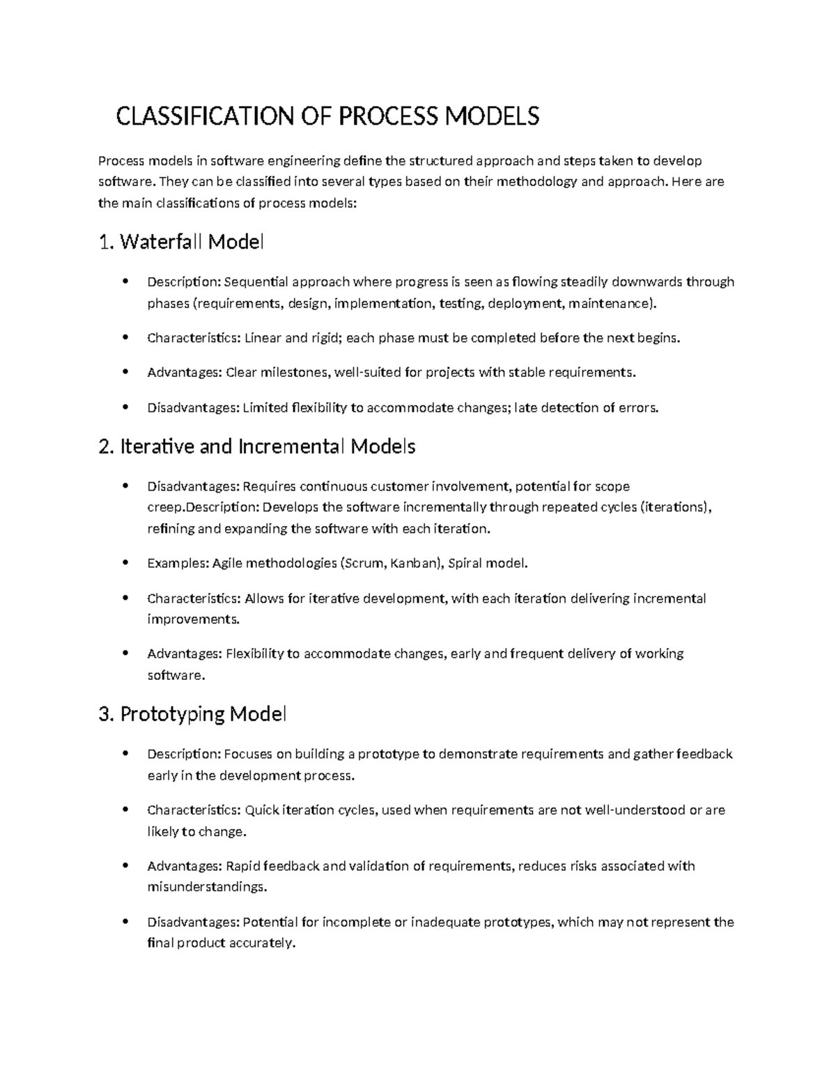Classification OF Process Models - CLASSIFICATION OF PROCESS MODELS ...