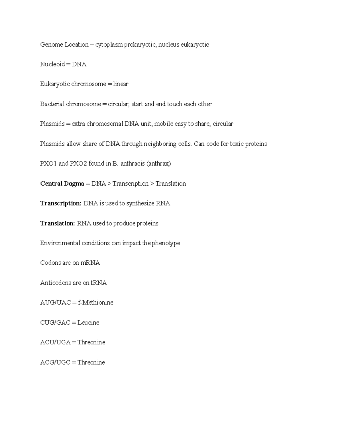 Chapter 11 Microbial Genetics - Genome Location – cytoplasm prokaryotic ...