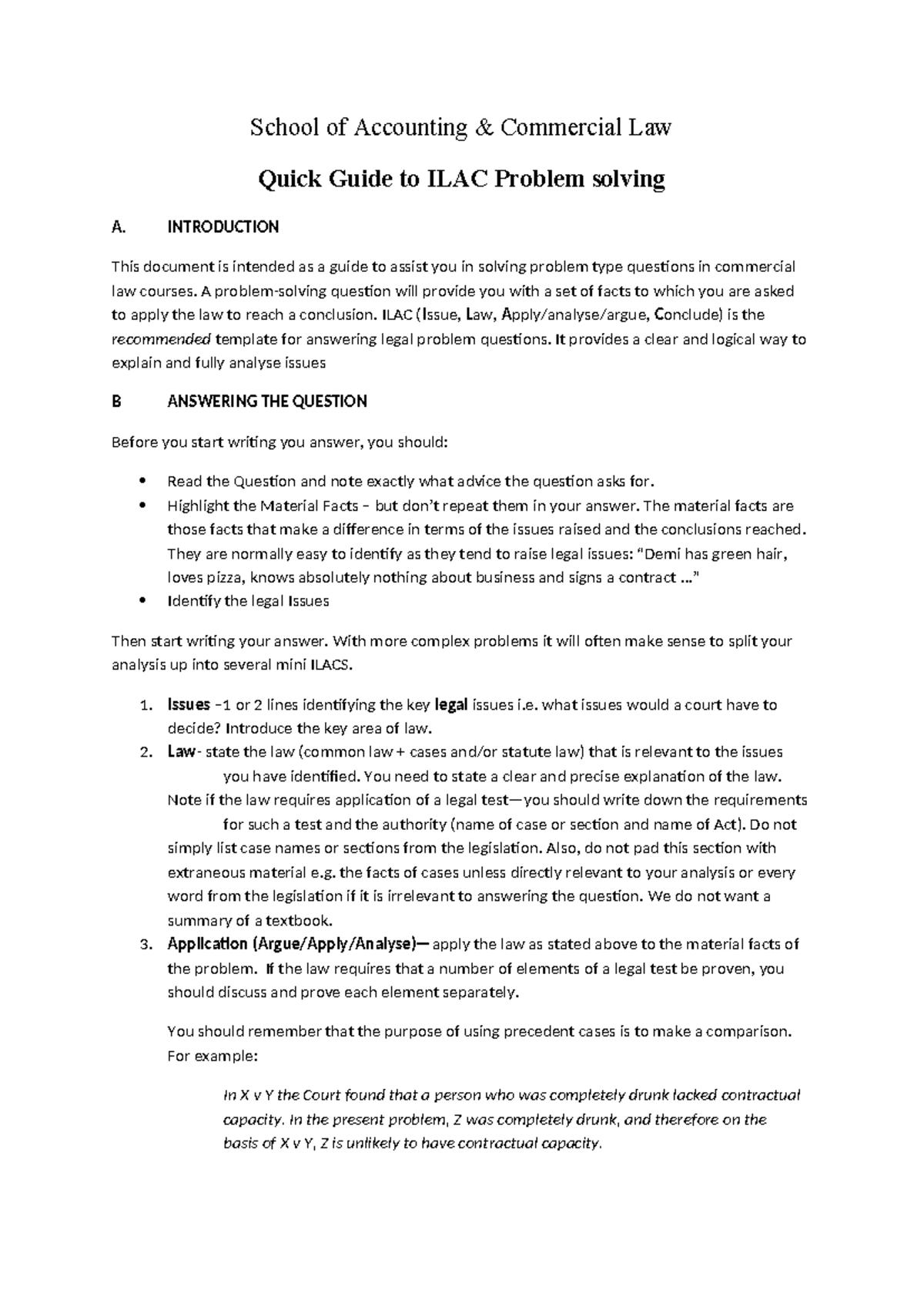 ILAC guide (1) - School of Accounting & Commercial Law Quick Guide to ...
