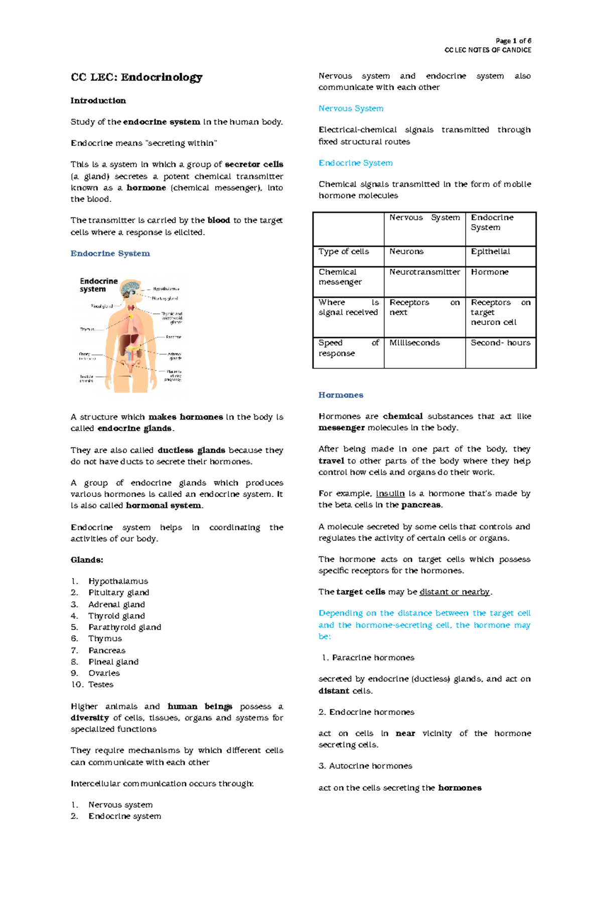 Clinical Chemistry 2: Endocrinology Lec Notes - CC LEC NOTES OF CANDICE ...