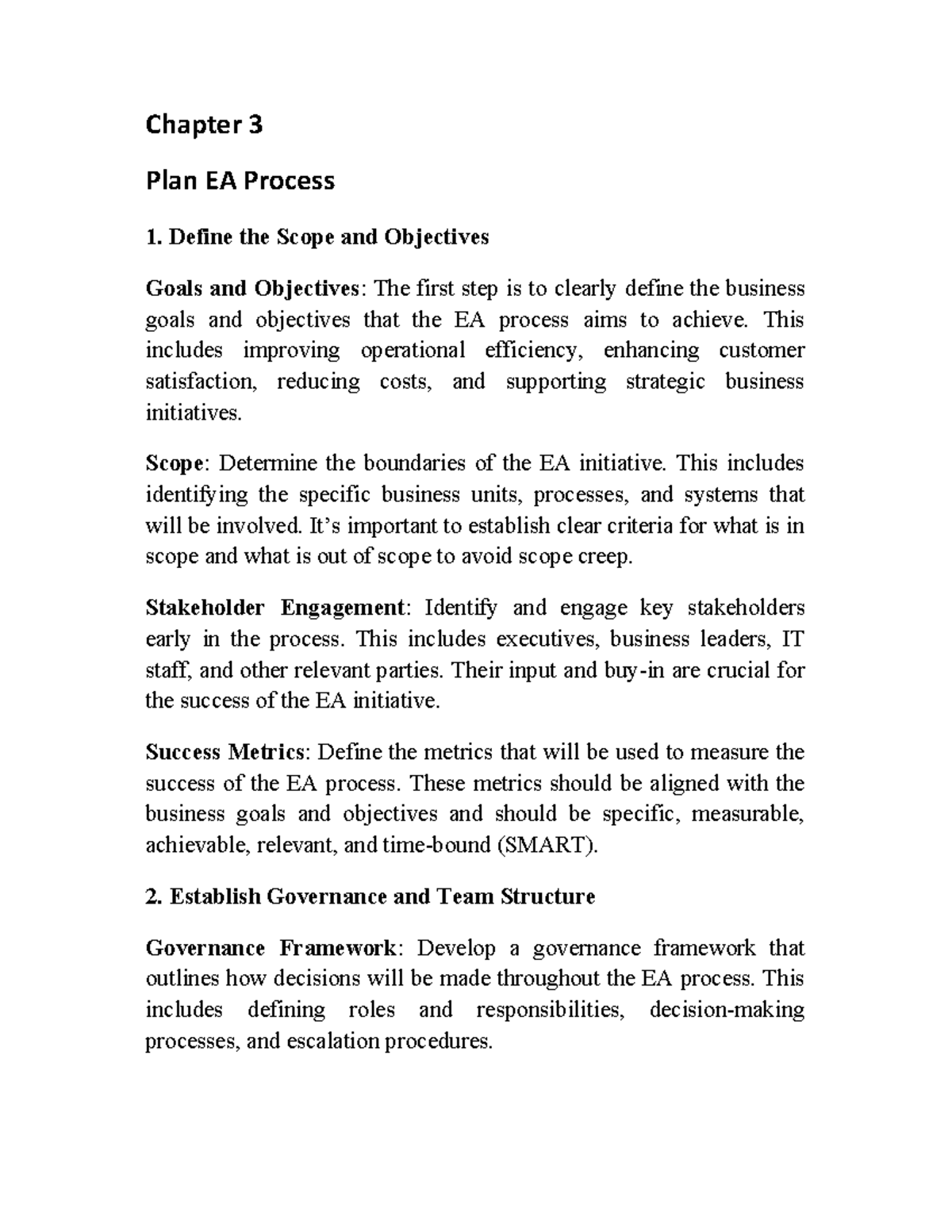 Eac 3 - unit 3 notes - Chapter 3 Plan EA Process Define the Scope and ...