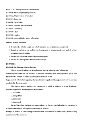 Module 2 Styles of Catering Operations - MODULE 2: STYLES OF CATERING ...