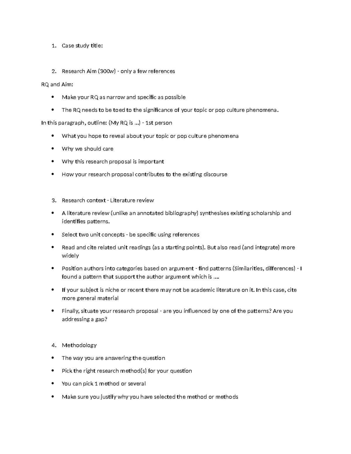 A3 Guidelines - 1. Case study title: 2. Research Aim (300w) - only a ...