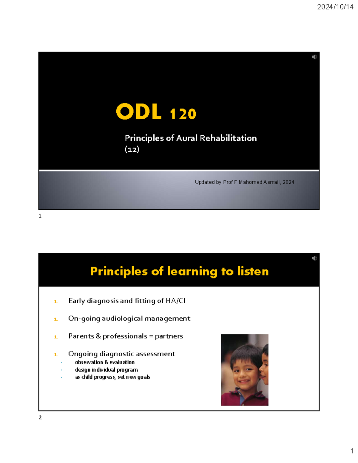 ODL 120 AR (12) - NOTES of AR - ODL 120 Principles of Aural ...