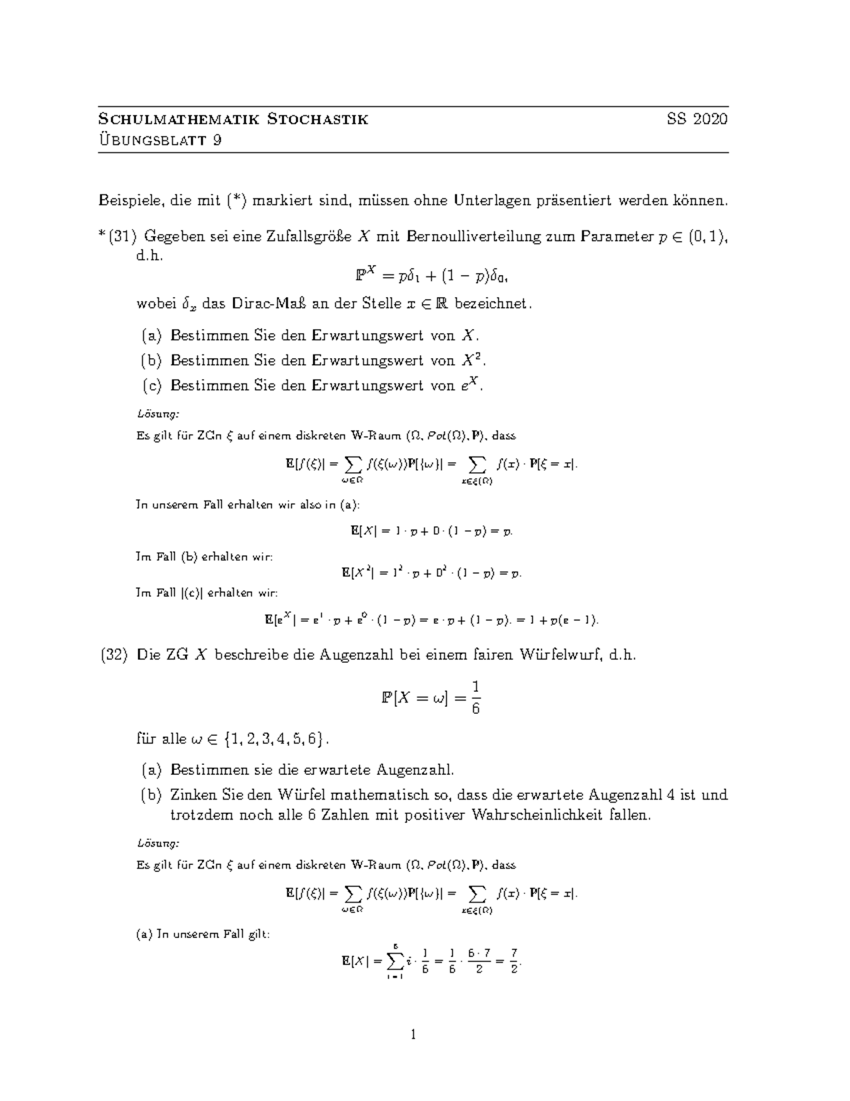 ÜB9 - Beispiele und Lösungen - Schulmathematik Stochastik SS 2020 ...