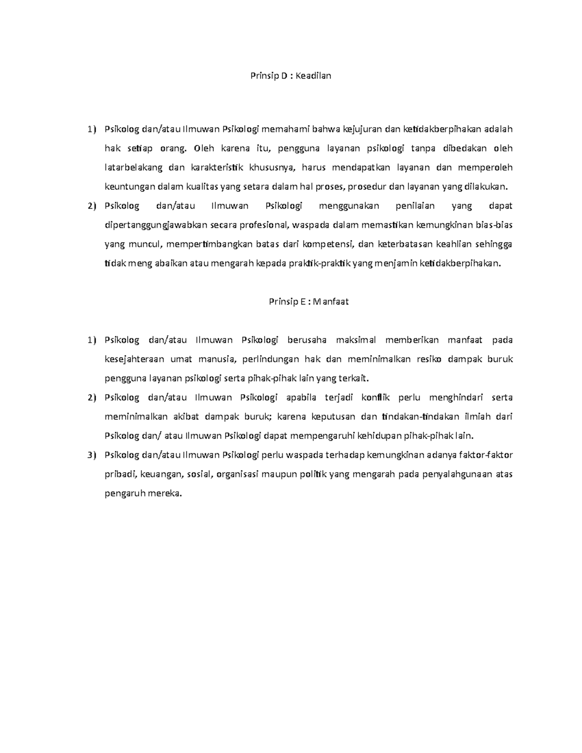 Prinsip D dan prinsip E prinsip umum pasal 2 - Prinsip D : Keadilan ...